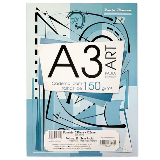 Bloco tecnico desenho a3 150g sem pauta com 20 folhas branco - 000663 ...