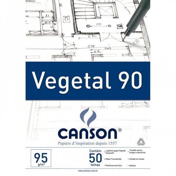 Bloco vegetal a3 95g 50 folhas - 66667019 - CANSON - Papel Vegetal ...