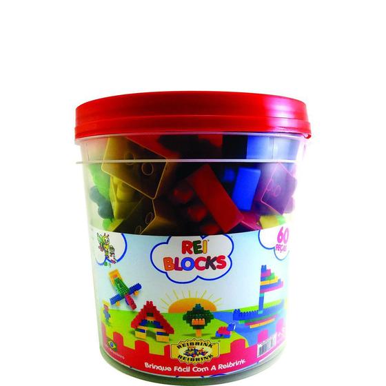 Blocos de montar balde educativo 60 peças reiblocks brinquedo educativo ...