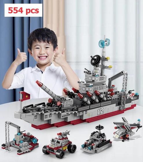 Blocos De Montar Mega Navio Guerra + 24 Modelos 554 Peças - Lele ...