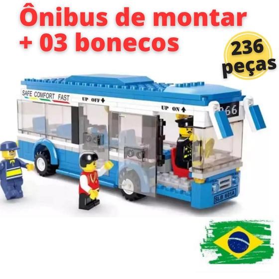 Blocos de montar ônibus compatível LEGO 235 peças com 3 bonecos ...