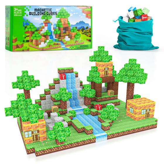 Blocos Magnéticos KKQ (100 Peças) - Brinquedo Educativo para Crianças a ...