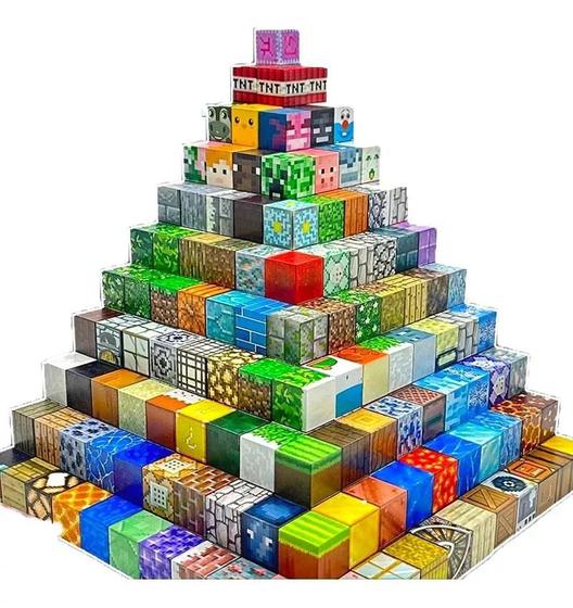 Blocos Magnéticos Minecraft 64 Peças De Construção - Perfetto - Blocos ...
