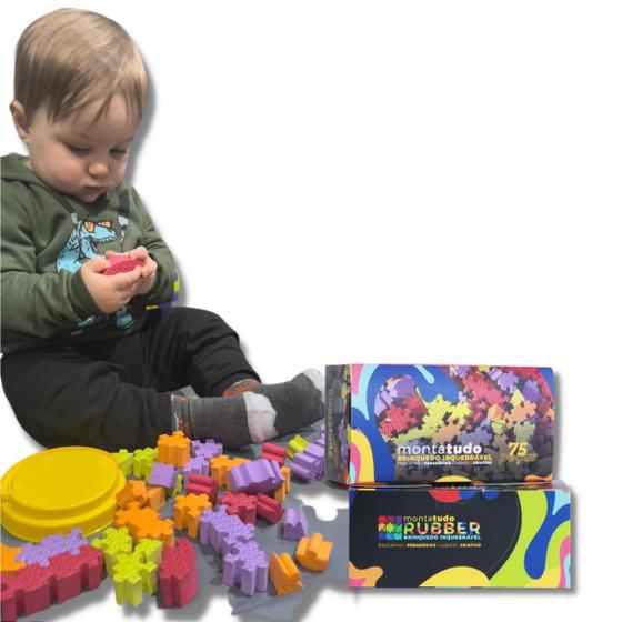 Blocos para montar em eva inquebrável 75 peças monta monta - RUBBER ...