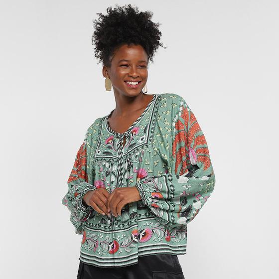 Blusa Bata Farm Paraíso Dos Coqueiros Manga Longa Feminina - Batas ...