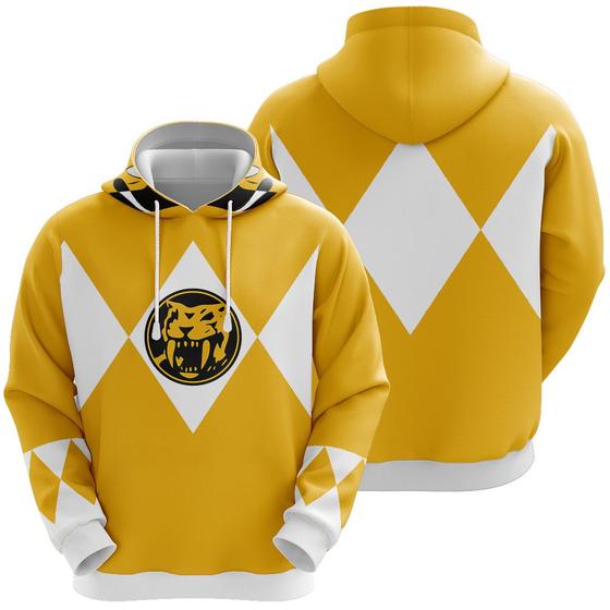 Blusa de Moletom Sublimado Full Power Rangers HQ Amarelo Desenho com ...