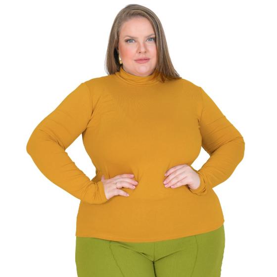Blusa feminina cacharrel gola redonda fechada basica manga longa solida ...