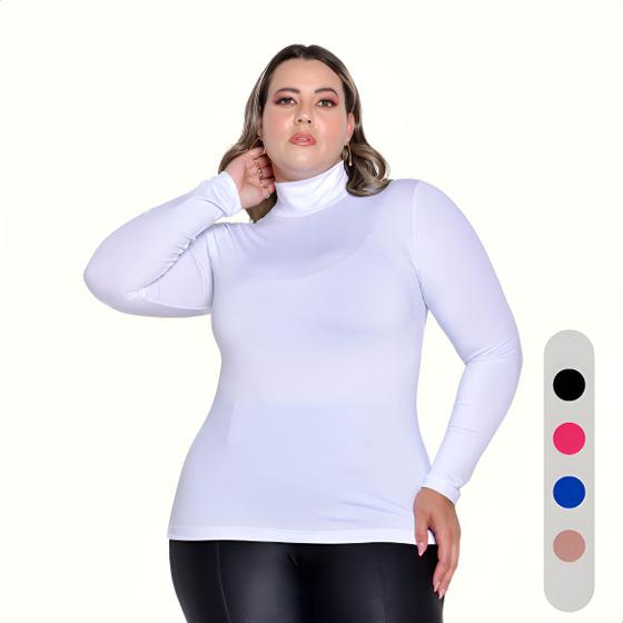 Blusa Feminina Cacharrel Plus Size Lycra Suplex Básica Gola - Blusa De Frio Casual Tendência ...