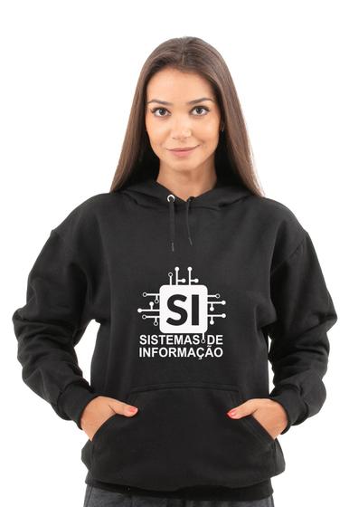 Blusa Moletom Feminino Preto Sistema de Informação - CASTOM - Agasalho ...