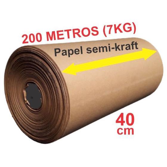 Bobina 200 metros, Papel Pardo Semi-Kraft de 40cm de largura, gramatura ...