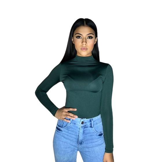 Body bory básico feminino manga longa gola alta suplex 4 estações ...