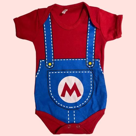 Body Infantil Super Mario Temático Mês Versário Bebê - Pine - Body para ...