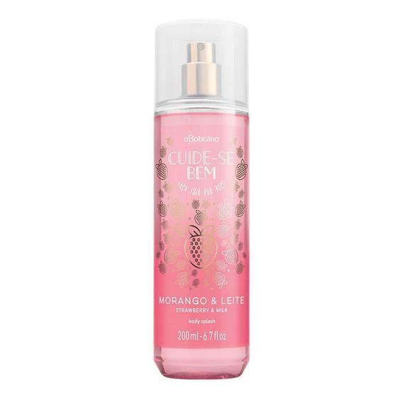 Body Splash Cuide-Se Bem Morango & Leite 200ml O Boticário - Body ...