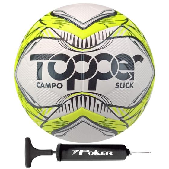 Bola Futebol de Campo Topper Slick Fusionada Oficial + Bomba de Ar ...