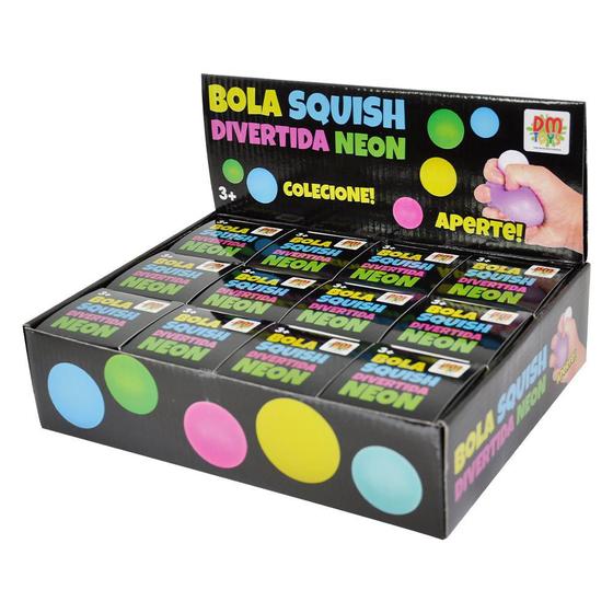 Bola Squish Divertida Neon Display com 12, DMToys - DM TOYS - Bola ...