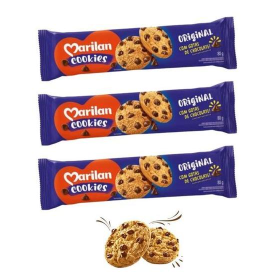 Bolacha Cookies com Gotinhas de Chocolate Kit 3 Un de 80g - Marilan ...