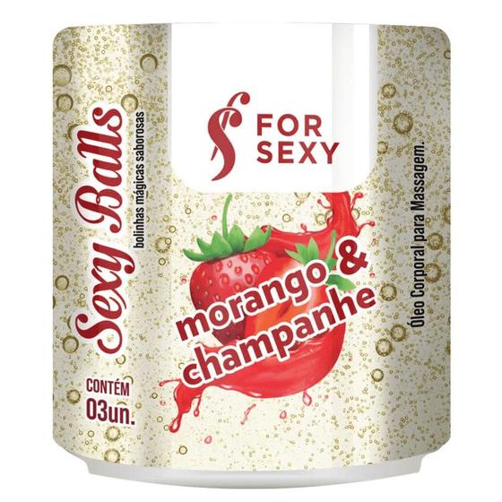 Bolinhas Sexy Balls Beijáveis Morango C Champ Com 3 Unidades For Sexy Cosméticos Sexuais