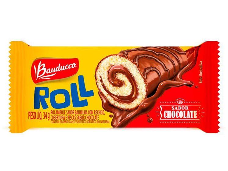 Bolinho Recheado Baunilha e Chocolate Bauducco - Roll 34g - Bolo ...