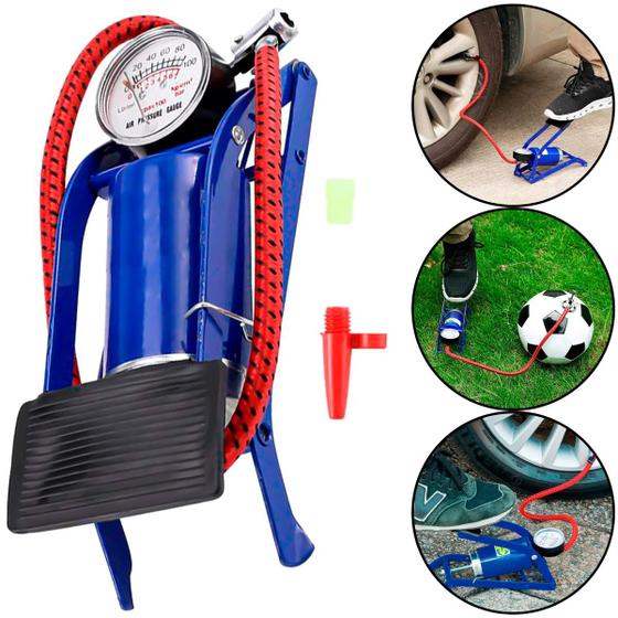Bomba De Ar Para Encher Pneu Bola Com Pé Pedal e Manometro - B-Max - Bomba de Ar - Magazine Luiza