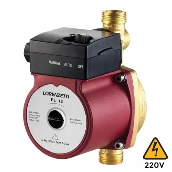 Bomba Pressurizador Água Fluxostato PL12 160W 12mca 1800L/h 220v ...