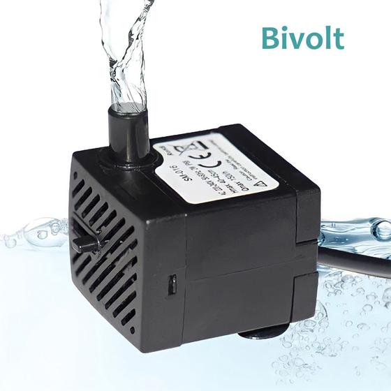 Bomba Submersa Bivolt 180L/h Motor Bombinha para Fonte de Água ...