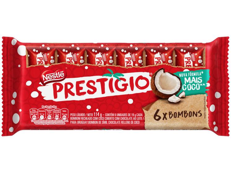 Bombom Prestígio Nestlé Chocolate ao Leite com - Coco Recheado 114g 6 ...