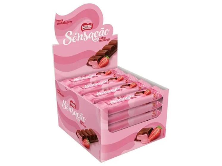 Bombom Sensação Nestlé Chocolate ao Leite com Recheio de Morango 38g 24 ...