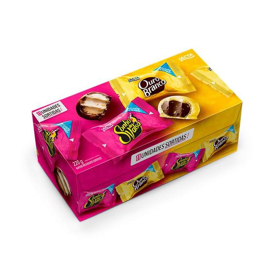 Bombons Lacta Sonho de Valsa e Ouro Branco Caixa com 220g - Bombom ...