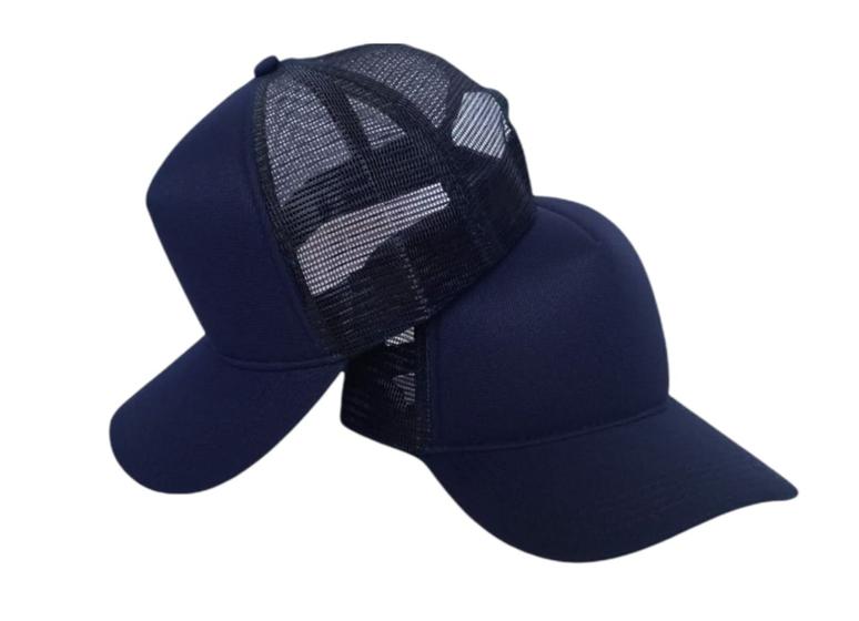 Boné Azul Liso Trucker com Tela Aba Curva - BNE - Boné - Magazine Luiza