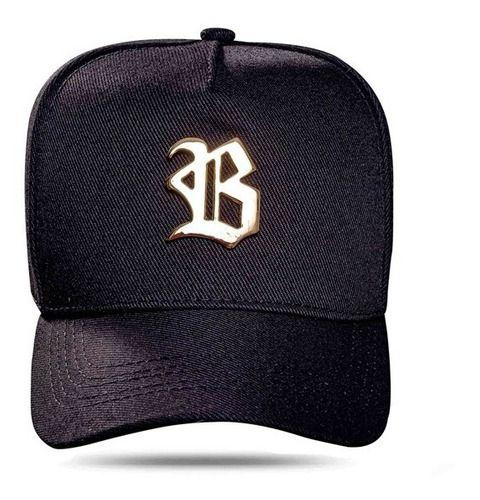 Boné Blck Snapback Básico Preto Logo Metal Dourado - Boné Esportivo ...
