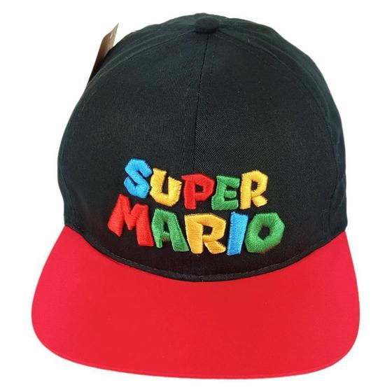 Boné Super Mario Bros Bordado Aba Reta Bombeta Geek Coleção - GS - Boné ...