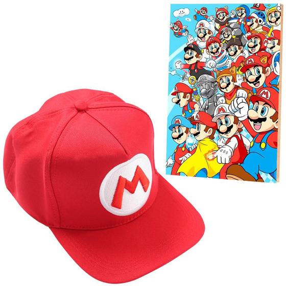 Boné Super Mario Com Quadro Gamer Mario World Itens Geek - Canecas ...