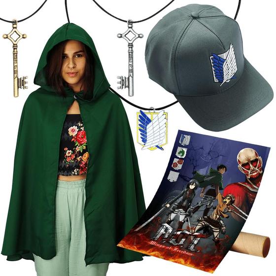 Bone SuperCap Attack On Titan Brasão Logo Com Acessórios - Boné ...