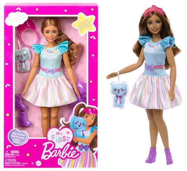 Boneca Articulada Barbie Malibu Vestido Listras Morena 34Cm Com ...