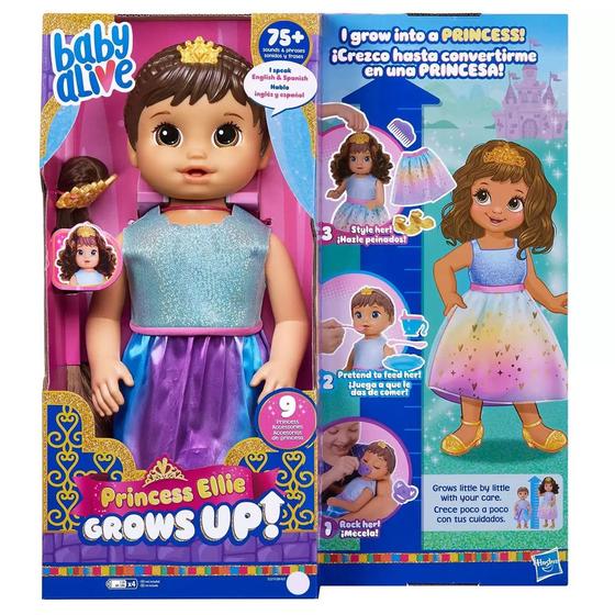 Boneca Baby Alive Que Cresce Princess Ellie Grows Up Morena - HASBRO ...
