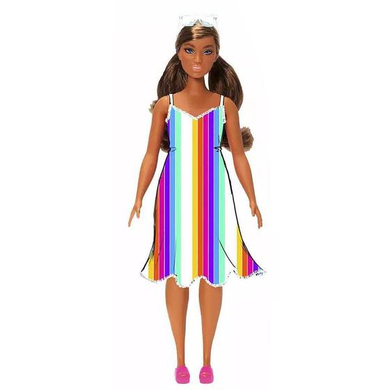 Boneca Barbie Ecológica Vestido Listrado 28cm - Mattel GRB35 - Boneca ...