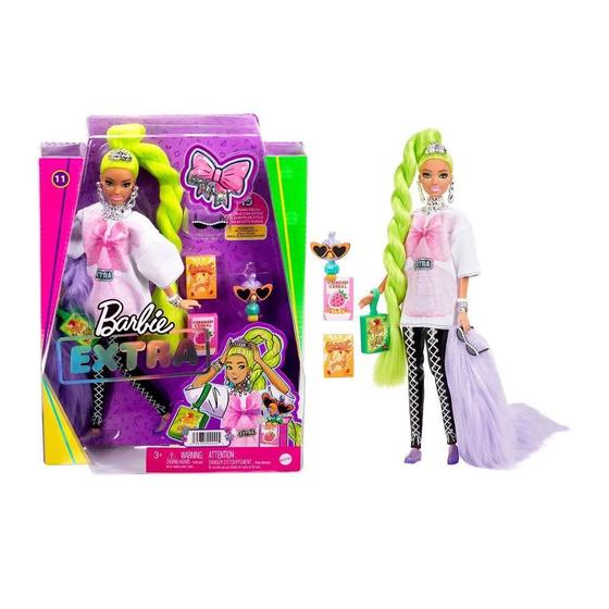 Boneca Barbie Extra Cabelo Verde Neon Mattel HDJ44 - Boneca Barbie ...