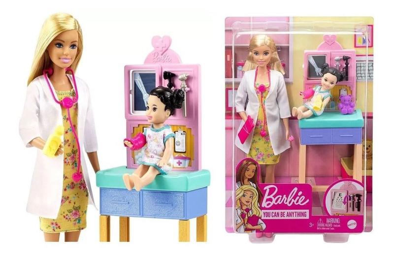 Boneca Barbie Profissões Médica Pediatra Loira Exame Raio X ...