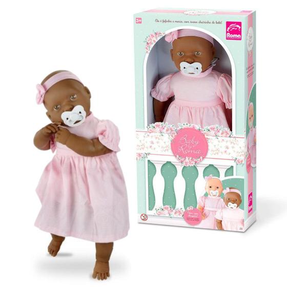 Boneca bebe realista negra baby by roma vinil com tiara 48cm - ROMA ...