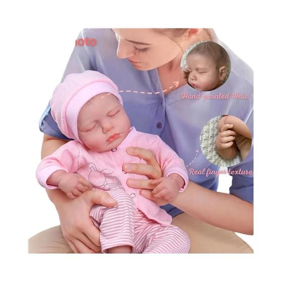 Boneca Bebê Reborn Realista De 20 Polegadas LouLou 3D Pele Vinil Recém ...