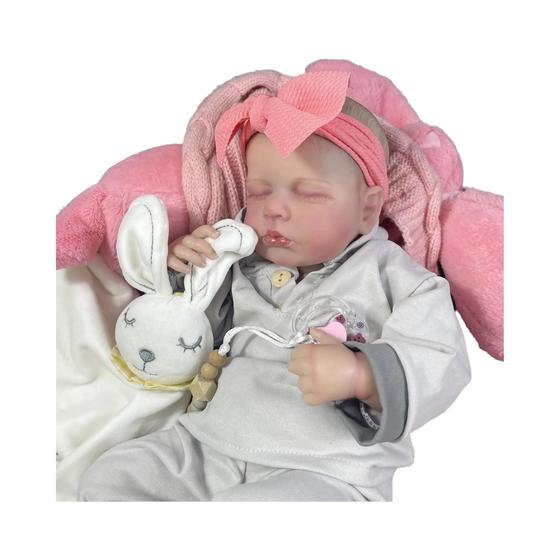 Boneca Bebê Reborn Realista De 50cm LouLou 3D Pele Veias Visíveis ...