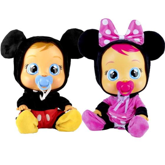 Boneca Cry Baby Bebê Chora Som e Lágrimas da Minnie e Mickey Edição ...