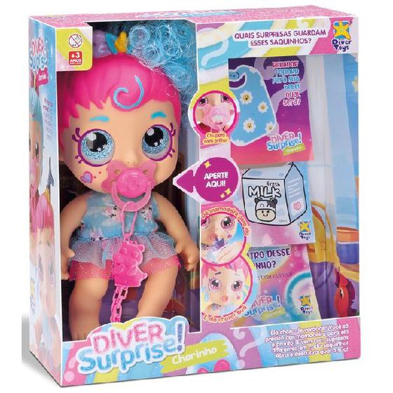 Boneca Diver Surprise BABY Mama e Chora Cabelo Rosa Divertoys 8235 ...