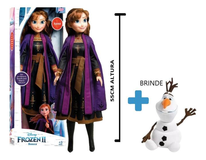 Boneca Frozen Anna Disney 55cm Gigante Original Novabrink + Olaf ...
