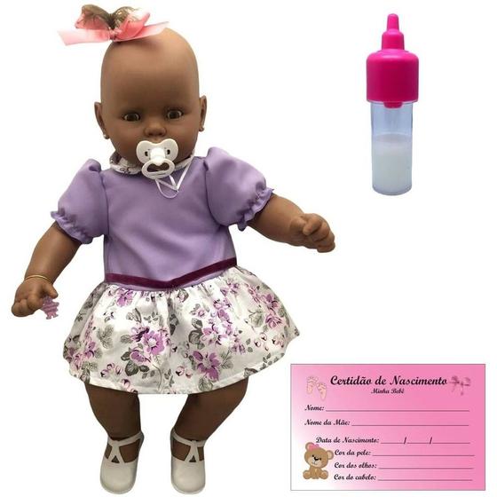 Boneca Grande Meu Bebê Menina Bebezão Negra - 60 Centímetros Vestido ...