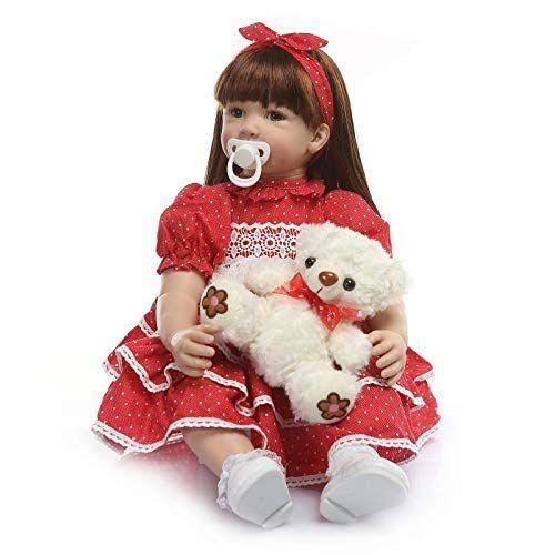 Boneca infantil de silicone Reborn iCradle Angelbaby 60 cm com vestido ...