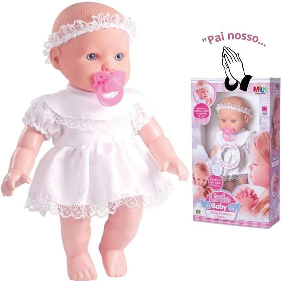Boneca Infantil Educativa Religiosa Canta o Pai Nosso Milk - Bonecas ...