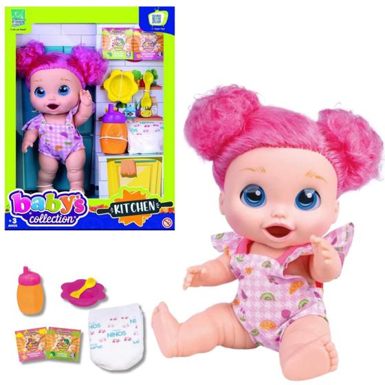 Boneca Infantil Menina 26cm Com Acessórios Come E Faz Caquinha ...