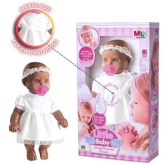 Boneca Little Baby Minha Primeira Oração Pai Nosso Morena - MILK BABY ...