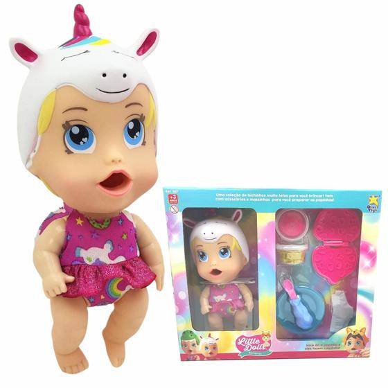 Boneca Little Dolls Bichinhos Brinquedo Bebê Come Papinha Faz Caquinha ...